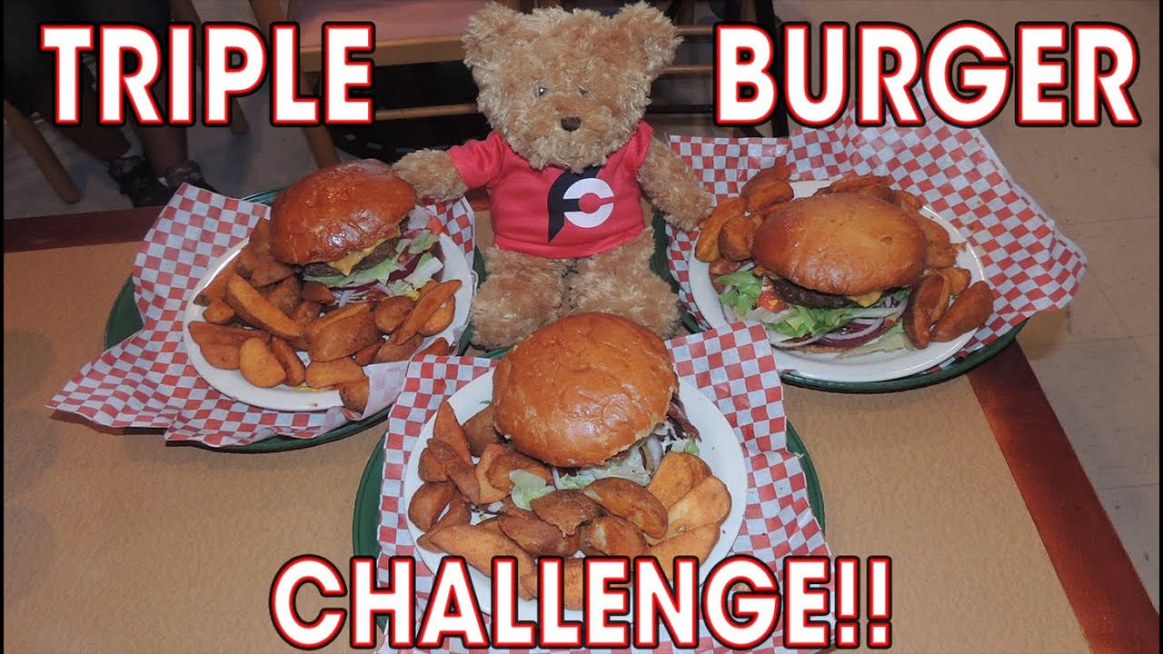 Triple Chat Burger Challenge (THREE 2lb Meals)!! - YouTube