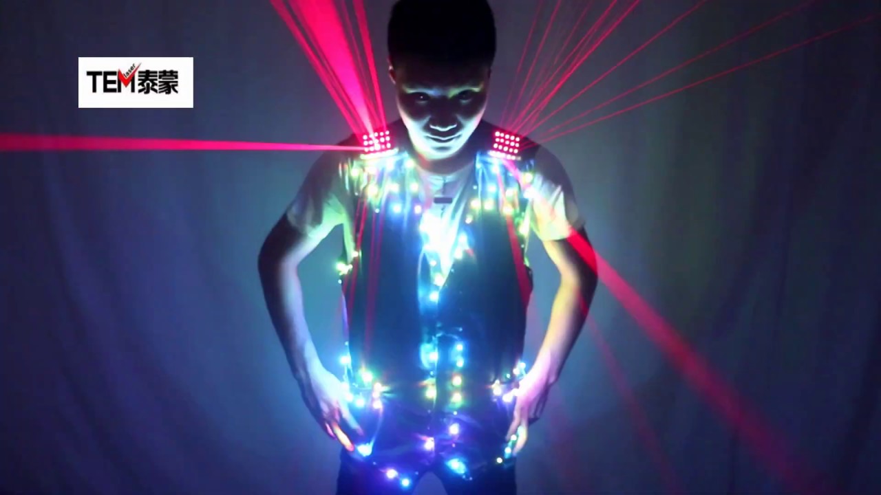 Fashion Red Laser Waistcoat Laserman LED Vest Suits Clothes Stage ...
