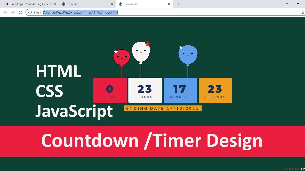 Countdown Design with HTML CSS and JavaScript | Design Concept #1 - YouTube