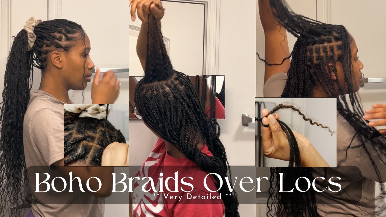 Box Boho Braids Over Locs w/ Human Hair | Very detailed & Beginner ...