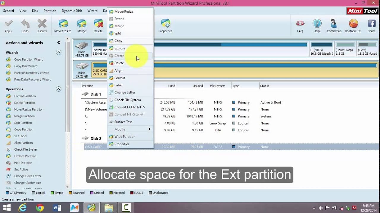 How to partition SD card for link2SD using minitool - YouTube
