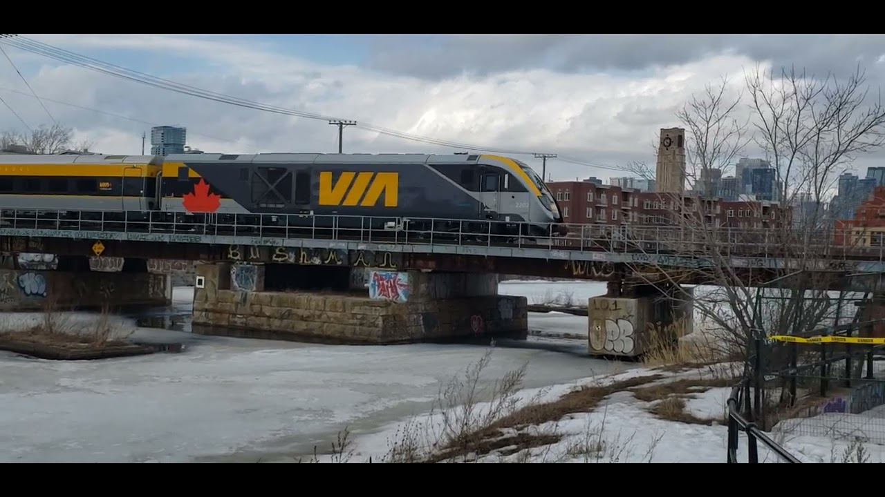 WINTER TRAINS VIA Rail Siemens Charger and Venture Coaches on Lachine ...
