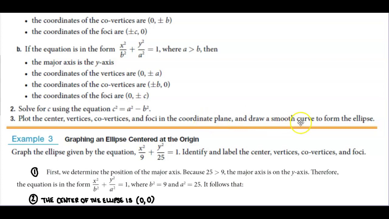 Math 10 8.1 Example 3 Graphing an Ellipse Centered at the Origin - YouTube