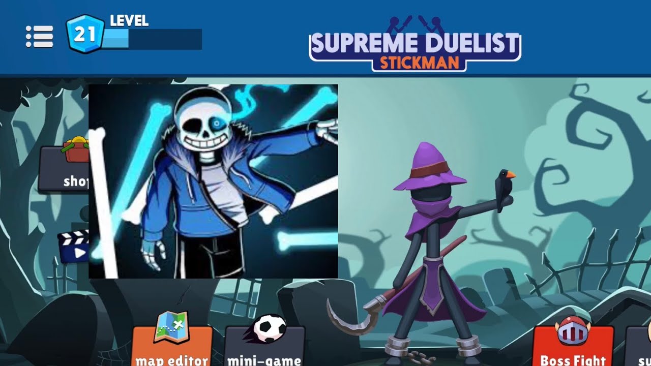 I created sans in supreme duelist stickman - YouTube