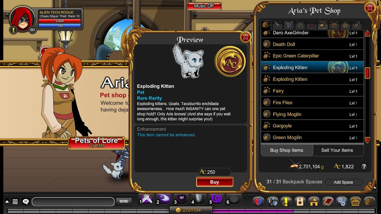 AQW- Where to get Exploding kitten and what it does - YouTube