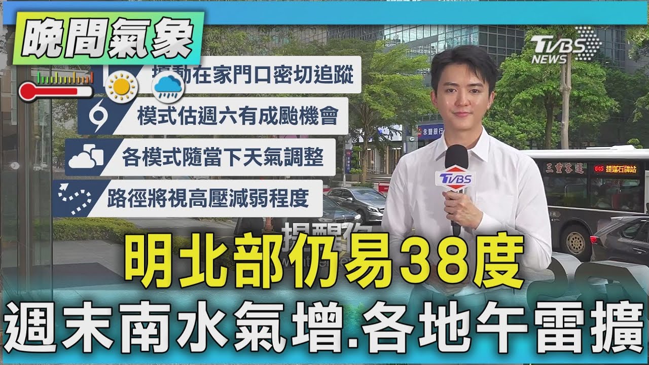 明北部仍易38度 週末南水氣增.各地午雷擴｜氣象主播 吳軒彤｜TVBS氣象站｜TVBS新聞20250703 @TVBSNEWS01│TVBS新聞網