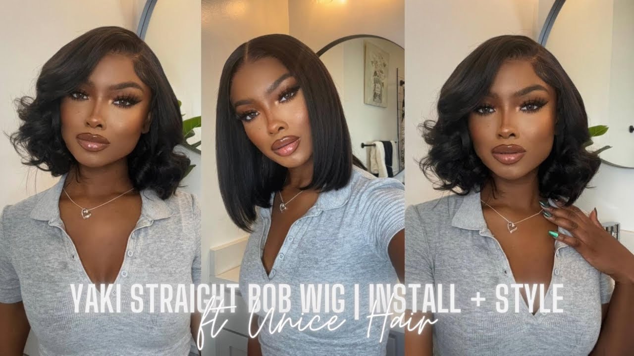 Flawless Yaki Straight Bob Wig | 2 in 1 Install & Style | Beginner ...