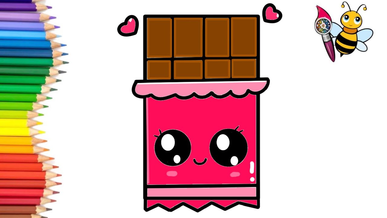 Chocolate Bar Drawing, Painting and Coloring for Kids | How to Draw a ...
