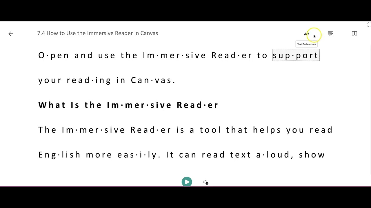Canvas Immersive Reader - YouTube