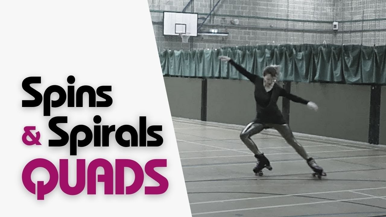 Two foot spins and spirals freestyle on roller skates and quad skates ...