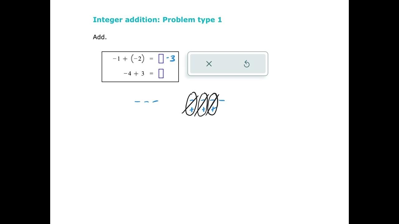 Integer addition - problem type 1 (ALEKS examples) - YouTube