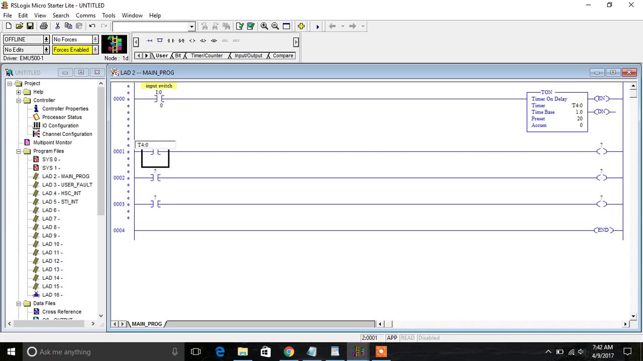 allen bradlly plc timer TON working and running program - YouTube