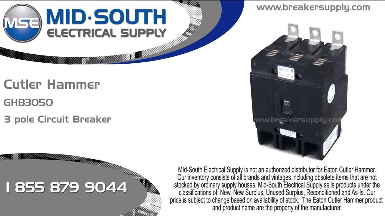 Eaton Cutler Hammer GHB3050, 50 Amp, 277/480 Volt, 3 Pole Circuit ...
