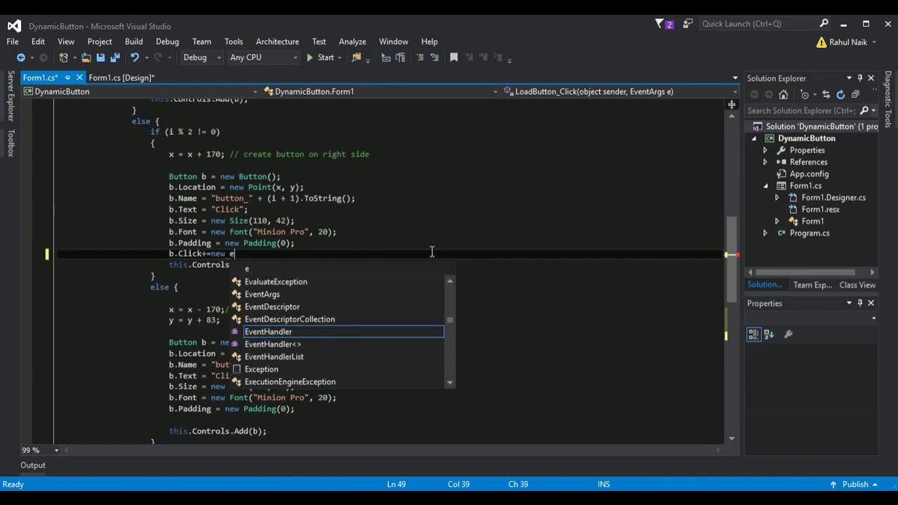 C# Click Event for Dynamically Created Button's - YouTube