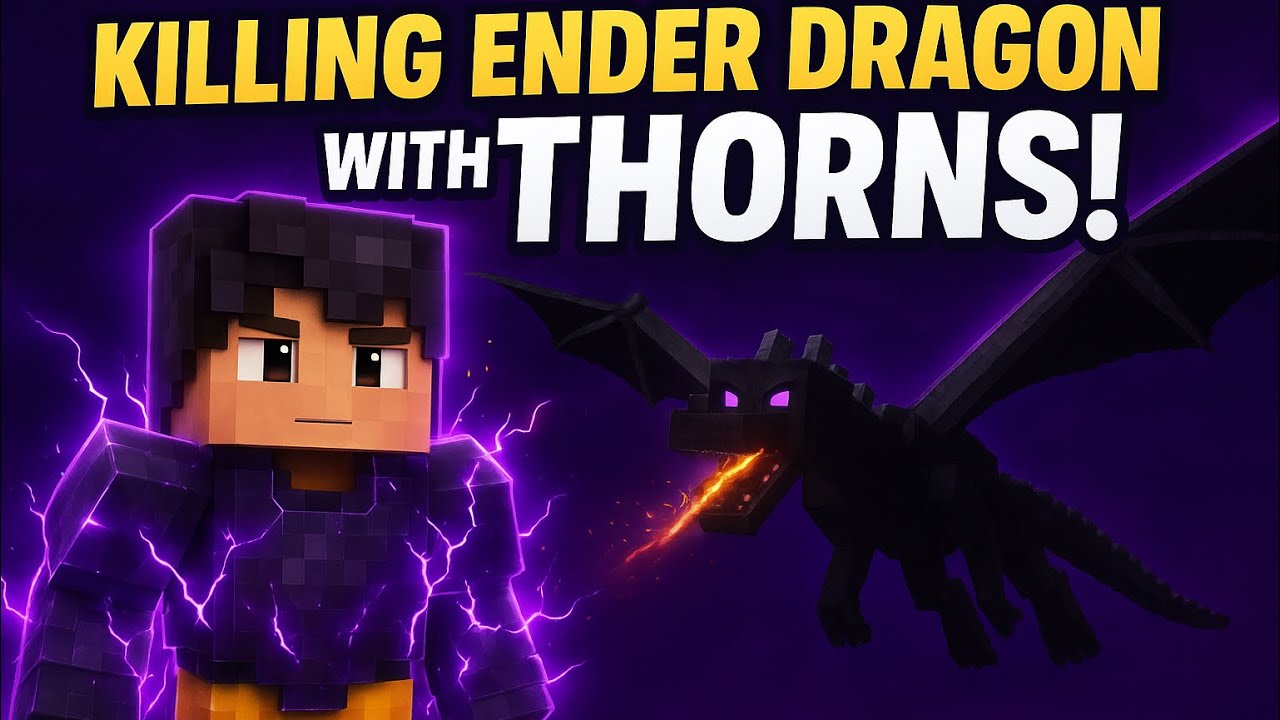 I Killing Ender Dragon with Thorns Armour in Minecraft | OP Armour ...