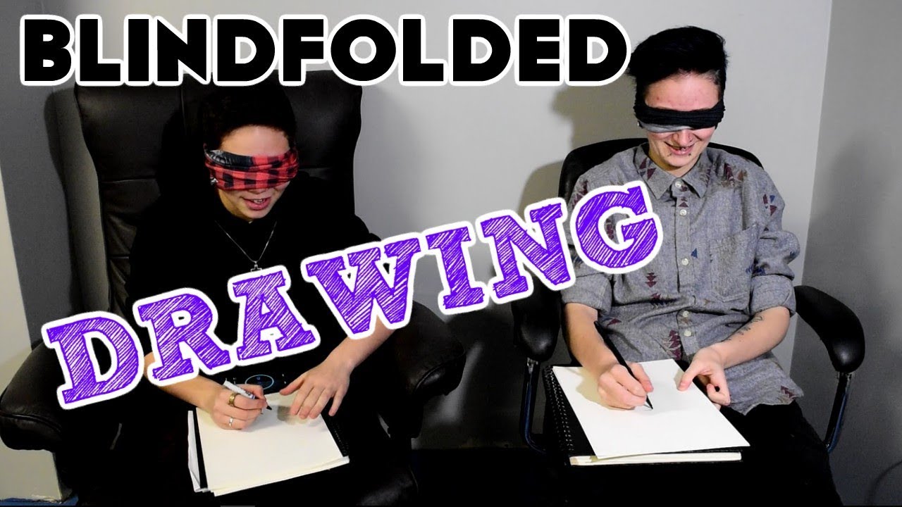 BLINDFOLDED drawing challenge - YouTube