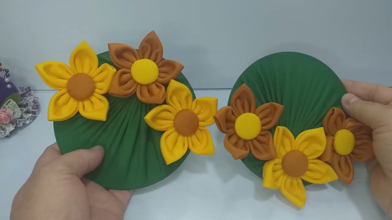 D.I.Y: Como fazer quadrinhos com CDS e flores de fuxico ( RECICLAGEM ...