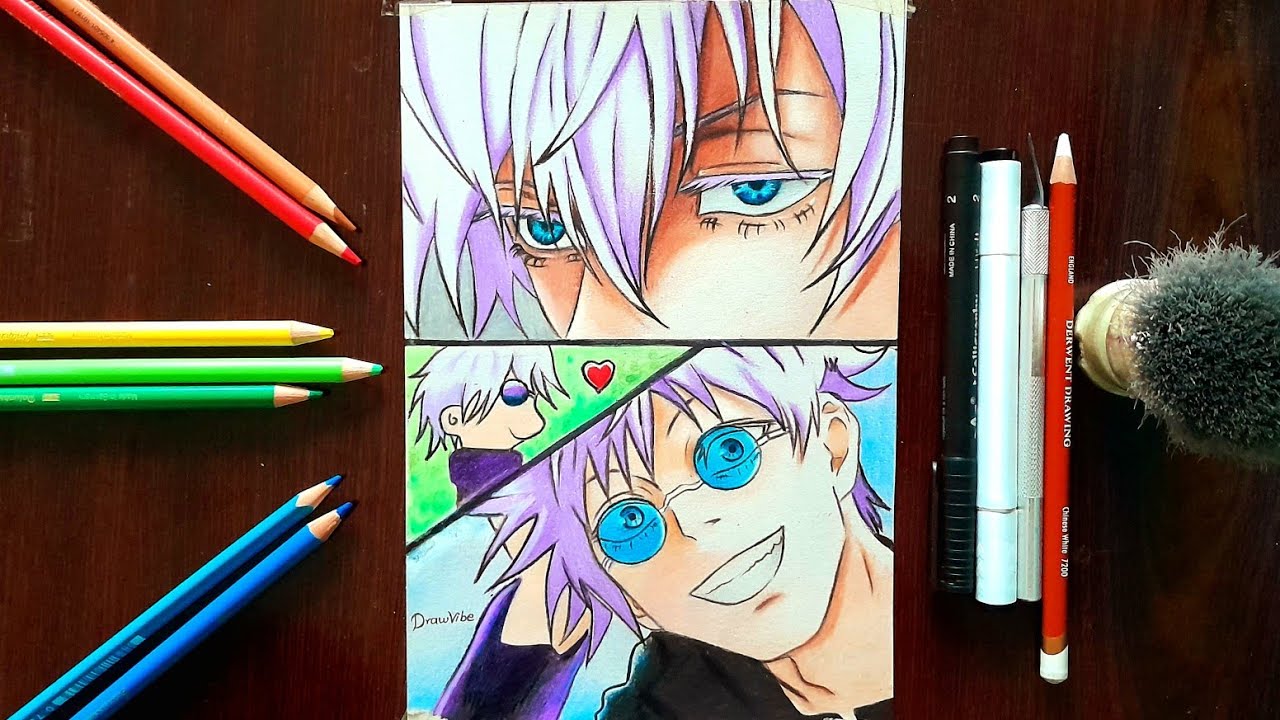 *Gojo Satoru Full Drawing | Jujutsu Kaisen Fanart with Colored Pencils ...