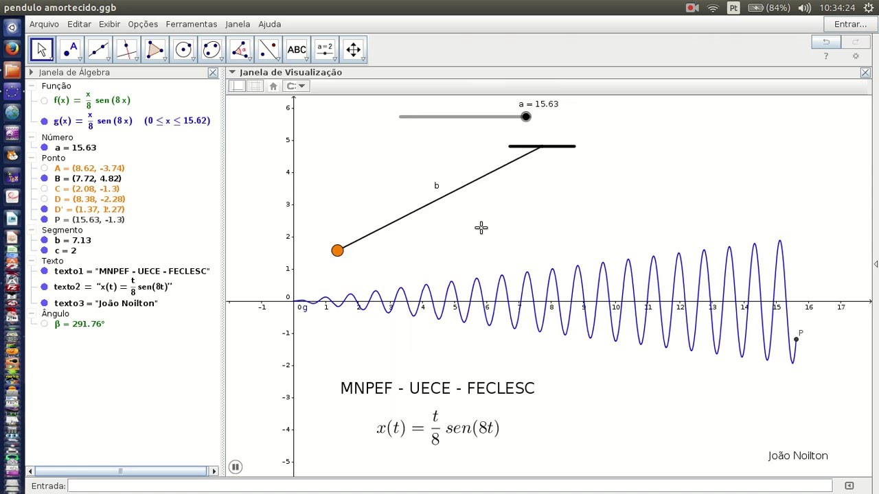Pêndulo Amortecido e Simples - Física com Geogebra - YouTube