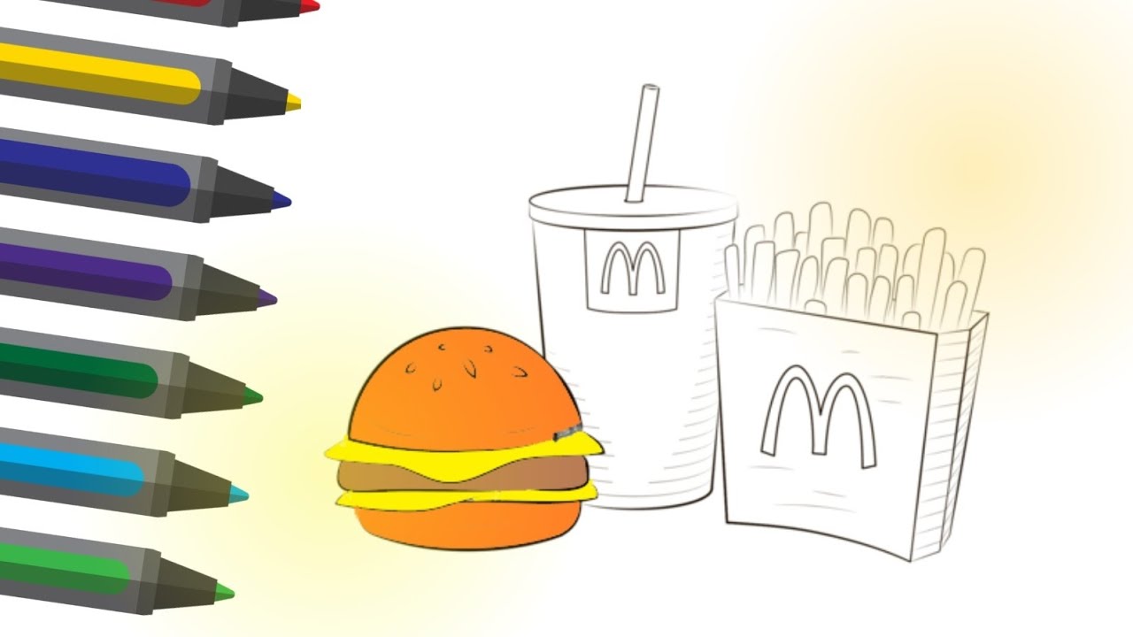 Fun Drawing and Coloring Tutorial for Kids: McDonald's Meal - Burger ...
