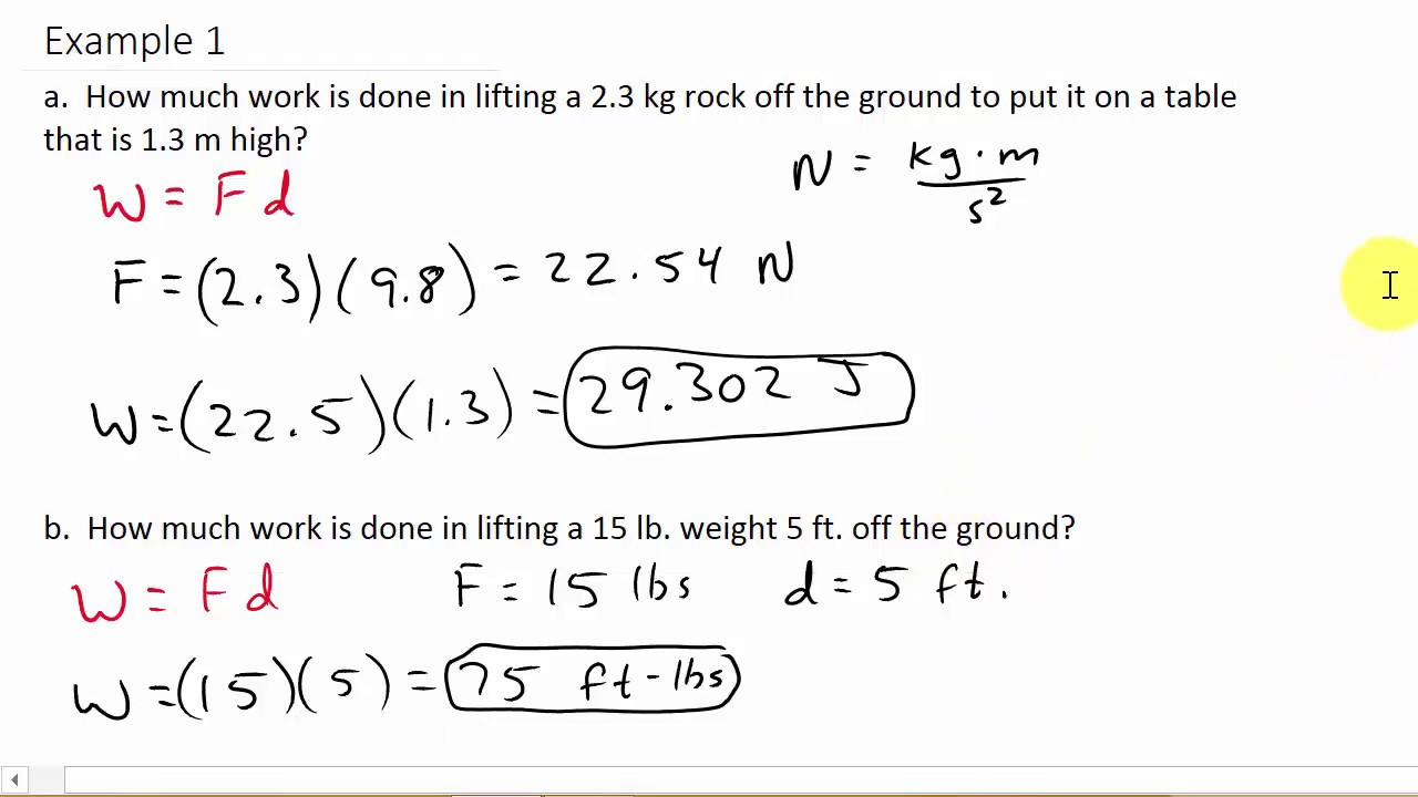 Calculate Work Required To Lift An Object YouTube Calculate Work Required To Lift An Object YouTube