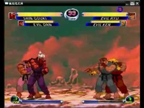 Evil ryu and ken vs shin akuma and Evil dan mugen - YouTube