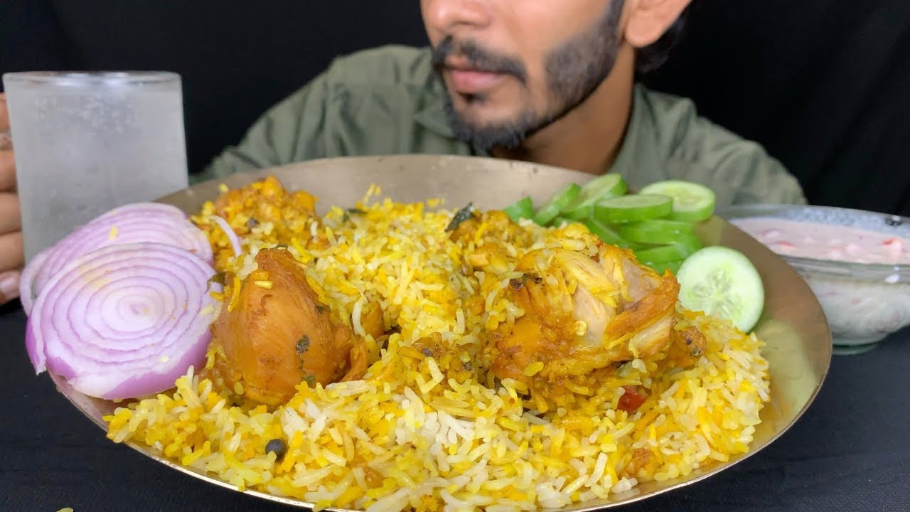 ASMR:Eating Biryani with Raita, Salad & Cold Drink | Ultimate Foodie ...