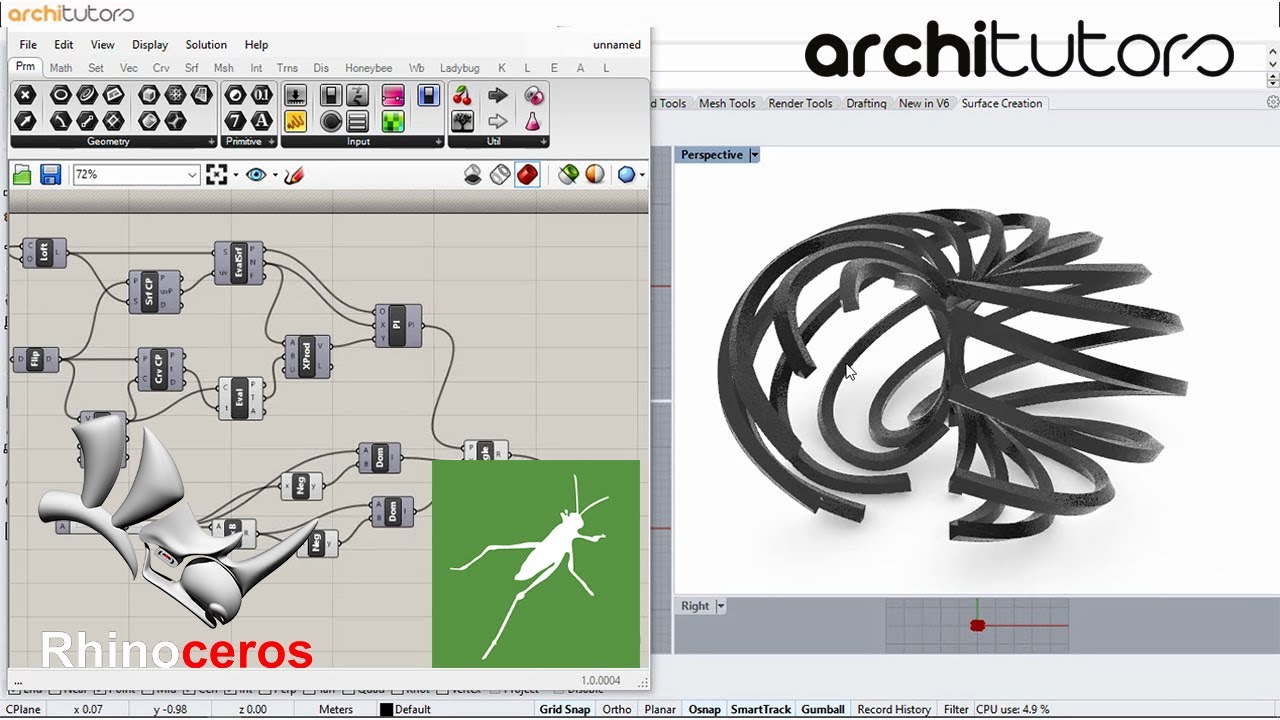 stripped torus parametric modeling in grasshopper in rhino - YouTube