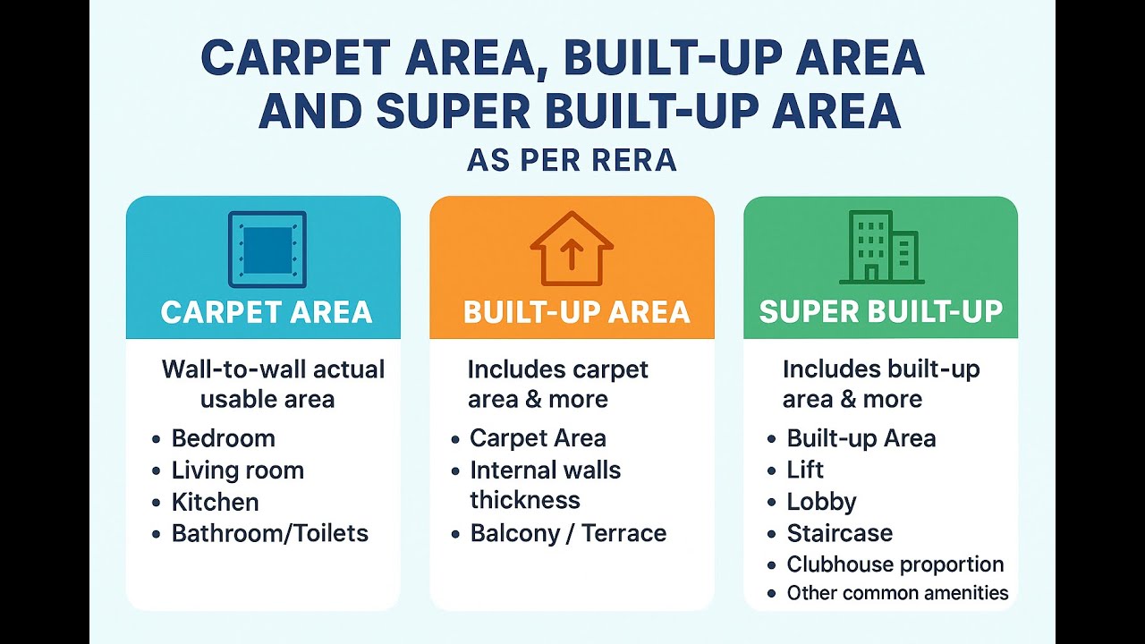 Carpet Area vs Built-up Area vs Super Built-up Area | RERA Explain with ...