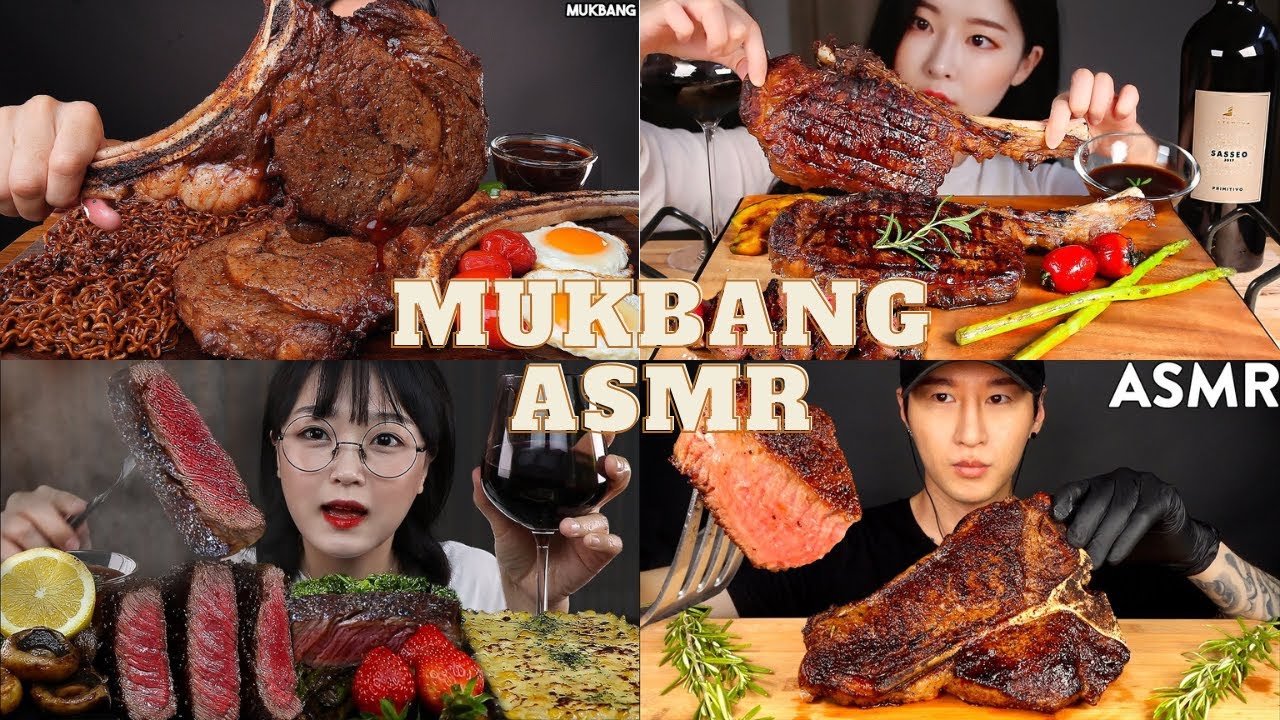 [ASMR] Tomahawk Steak Eating Compilation | Hungry Wolfie - YouTube