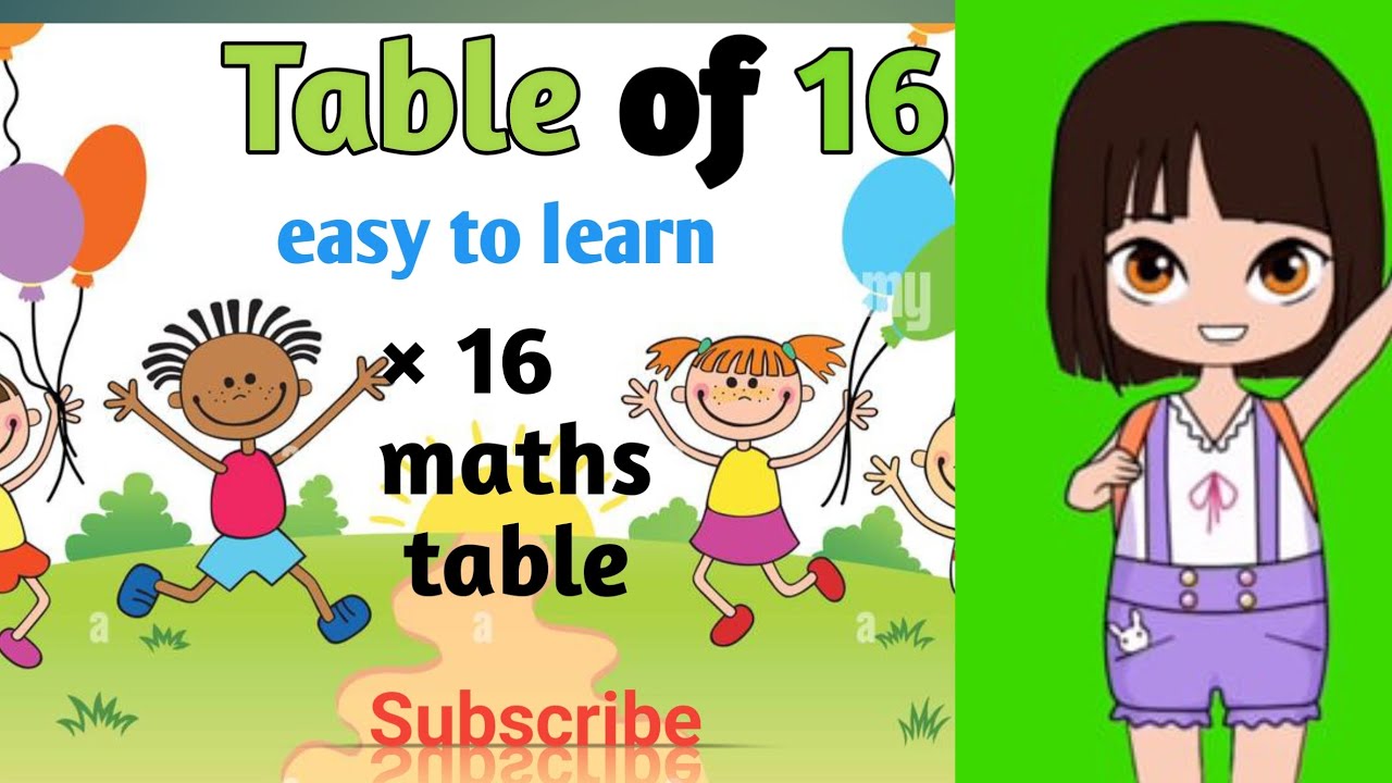 #Table of sixteen,16 × 1= 16 Multiplication Table Of 16 ,16 का पहाड़ा ...