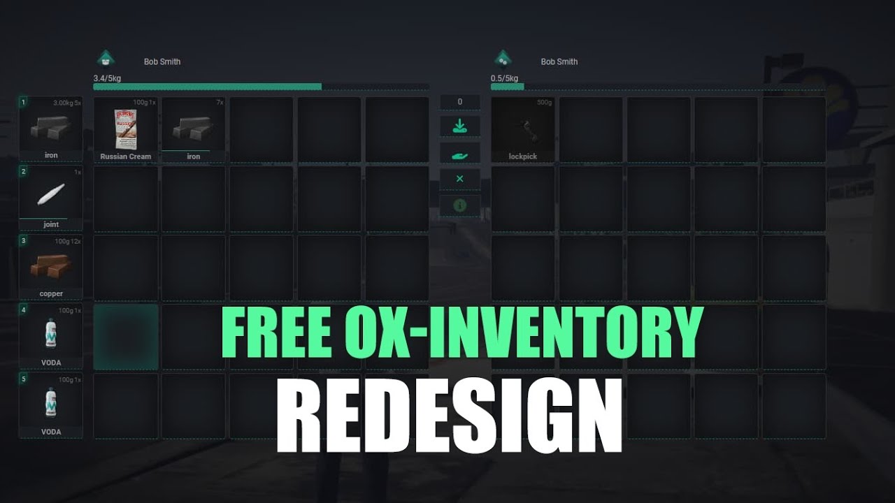 FREE OX INVENTORY REDESIGN | ESX/QBOX/QB - YouTube