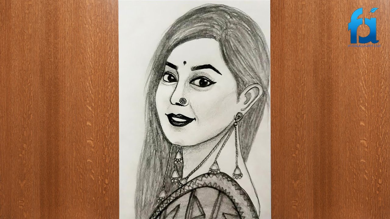 How to draw desi Indian Girl Sketch || Desi Indian Girl New Sketch ...