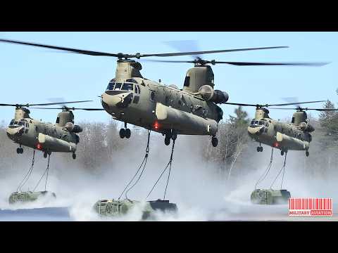 Olağanüstü yetenek! ABD Ordusu, CH-47F Chinook helikopterlerini kullanarak saniyeler içinde askeri b