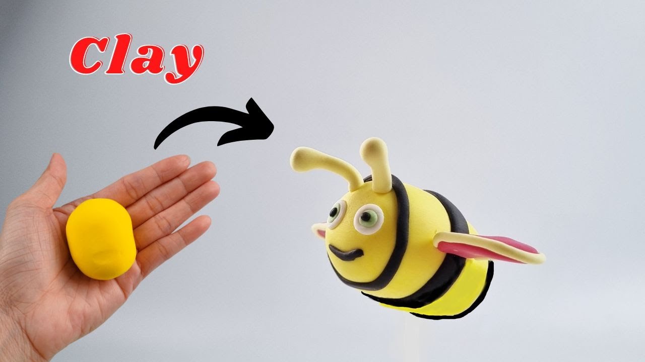 How to make clay Bumble Bee easy ️ Play Doh Bumble Bee 😊 polymer clay 😊 ...
