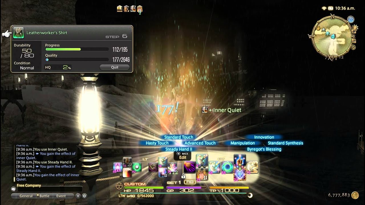 FFXIV ARR basic 1-star crafting rotation - YouTube
