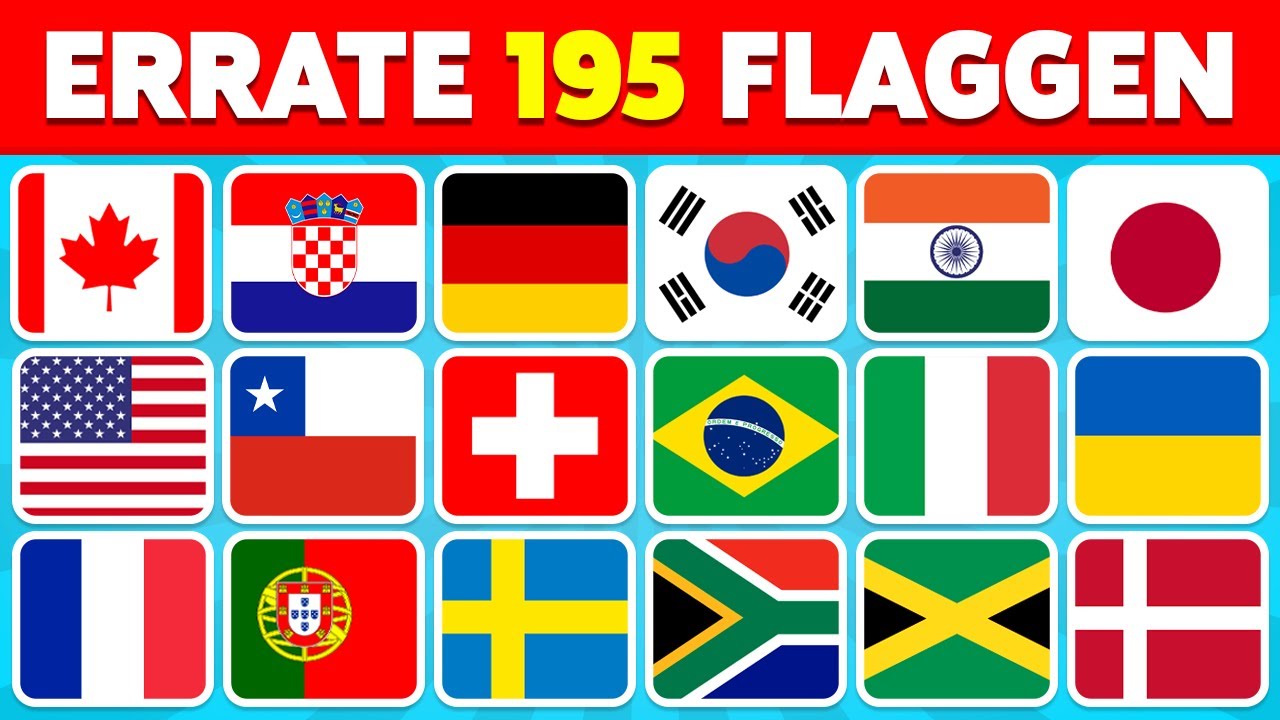 Errate alle 195 Flaggen der Welt 🚩 Löse das Länderflaggen-Quiz 2024 - YouTube