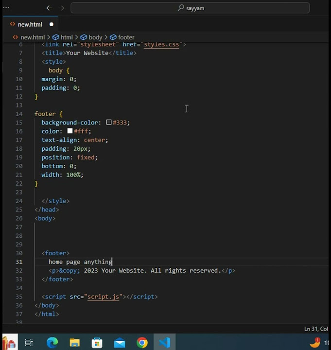 How To Make Footer Html Css Javascript Coding Html Webdesign Htmlcssjavascript Youtube 