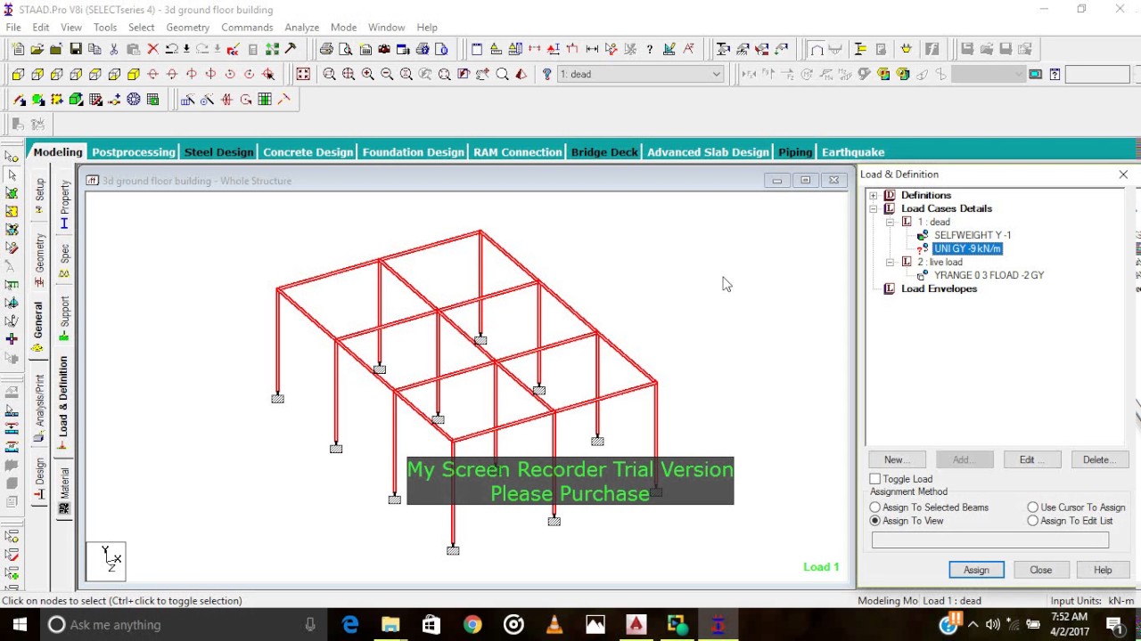 how to constuct, analyze and design 3d single story building in staad ...
