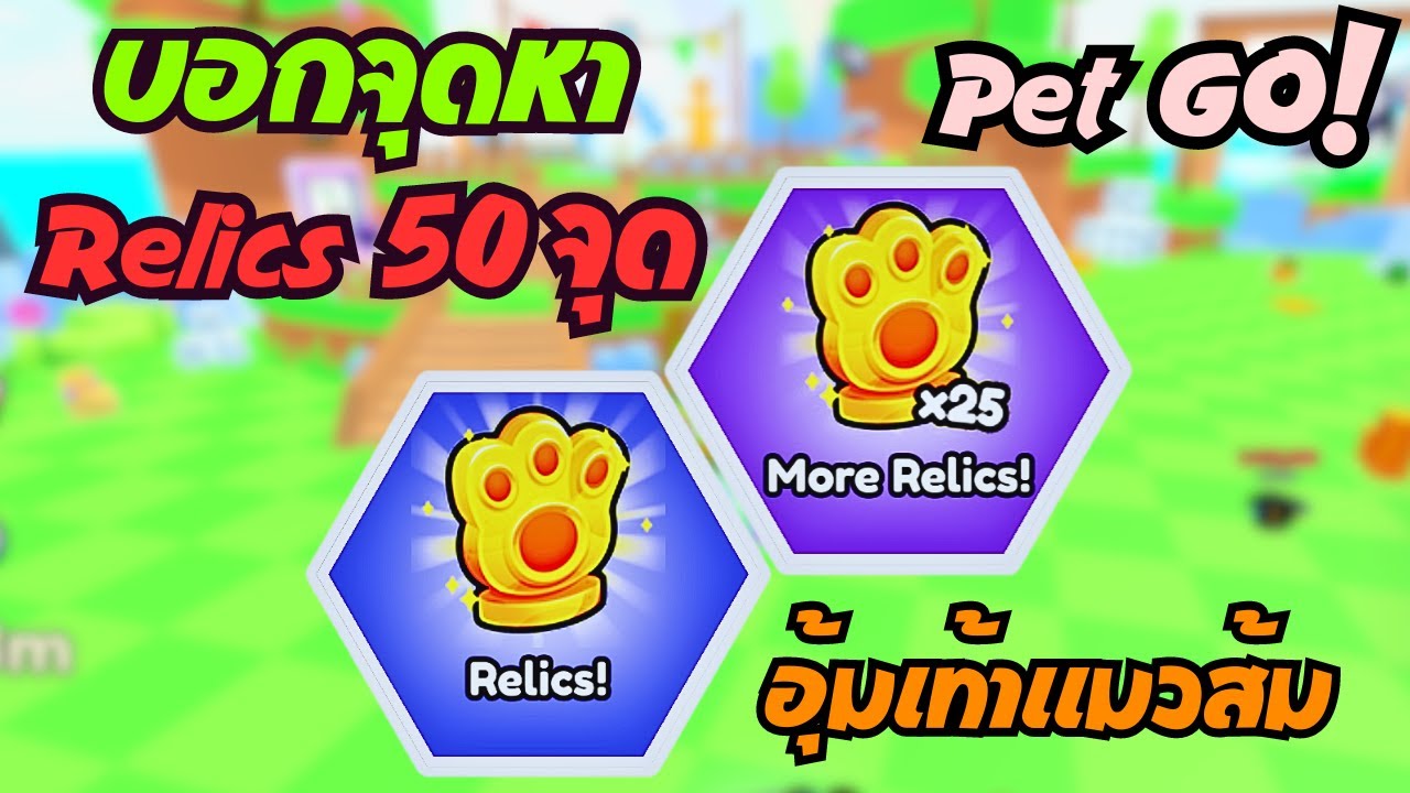 PETS GO! l บอกจุดหา Relics 50 จุด อุ้มเท้าแมวส้ม!! - YouTube