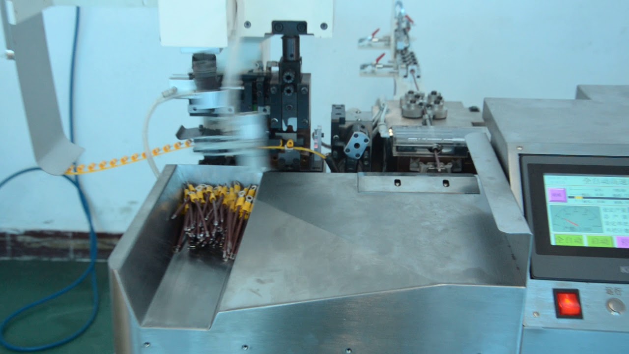 Automatic insulated reel terminal crimping machine - YouTube