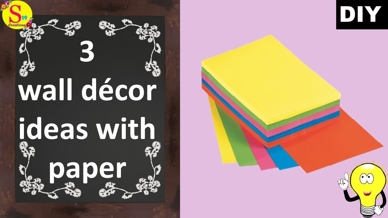 3 wall decorr ideas with paper | paper craft ideas for room decoration ...