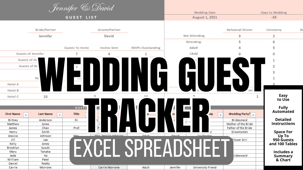Wedding Guest Tracker Spreadsheet (Excel) - YouTube