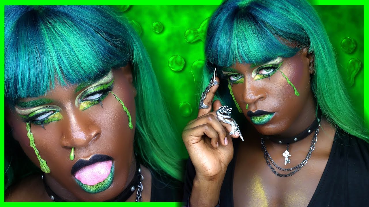 Get Ready with BOOGER BAE | Green Slime Makeup Tutorial - YouTube