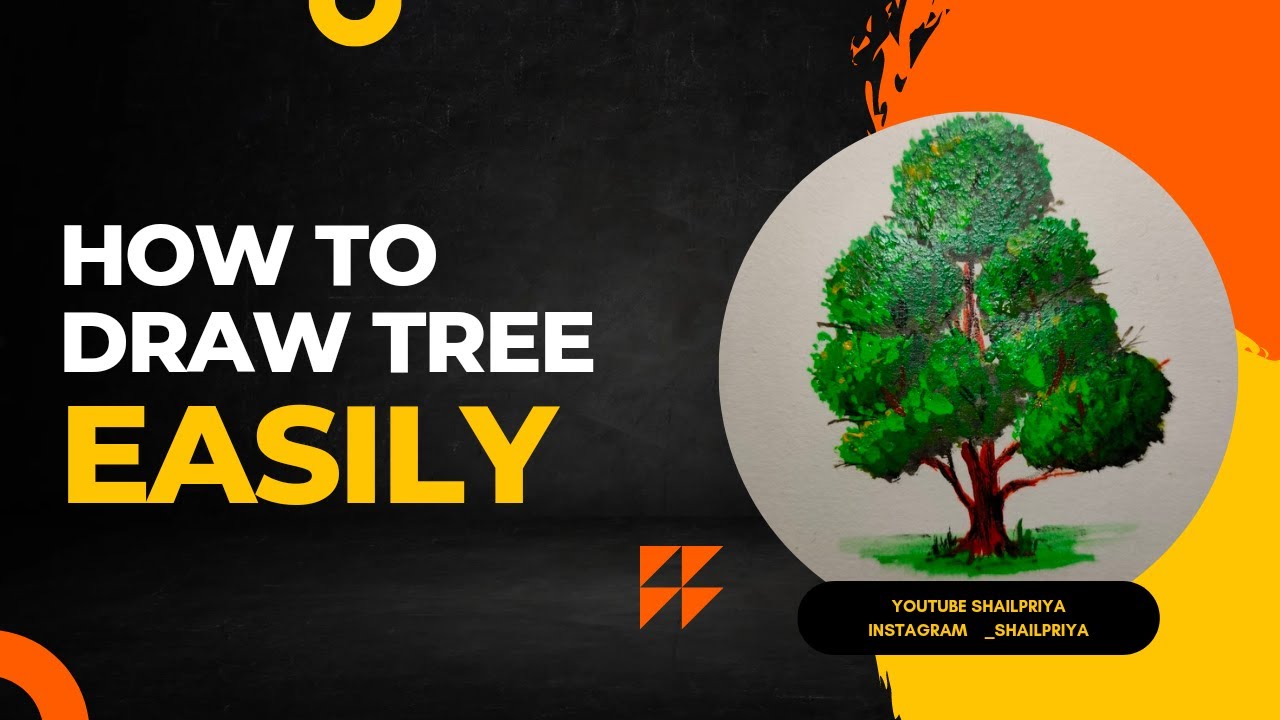 How to draw tree | Easy tree drawing using acrylic paint #23 - YouTube