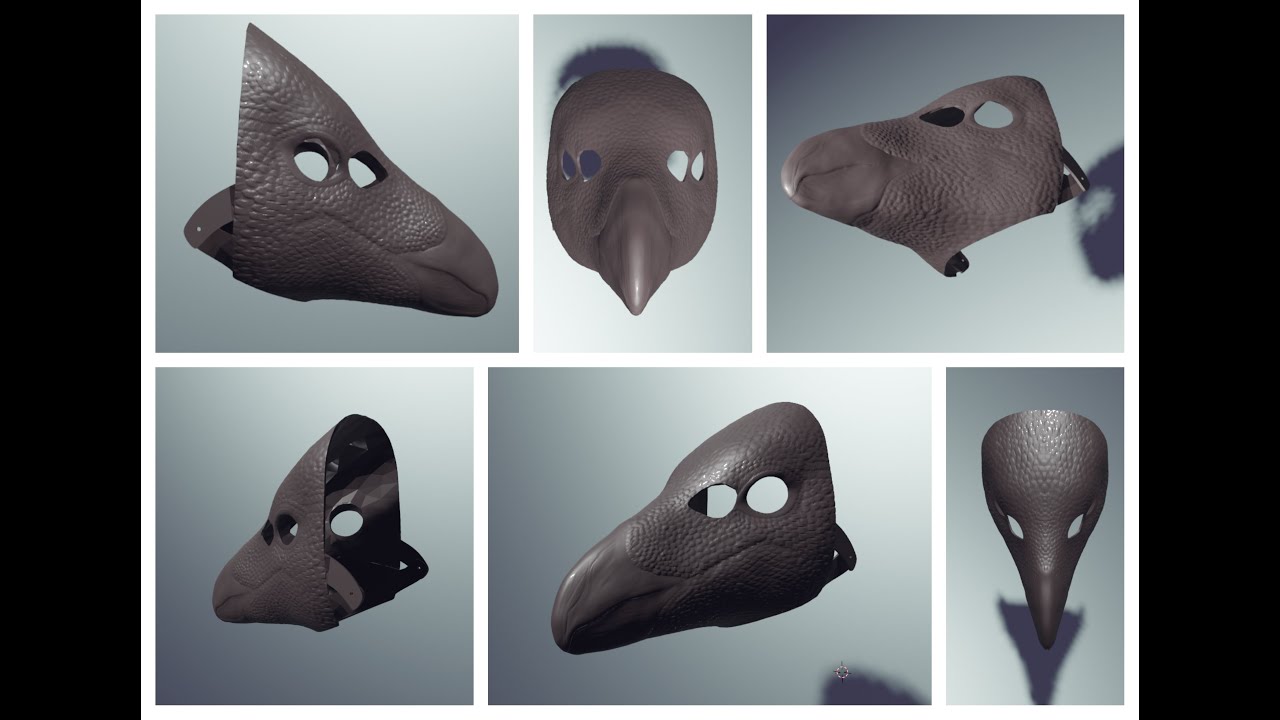3D modeling a penguin mask (digital sculpting timelapse) - YouTube