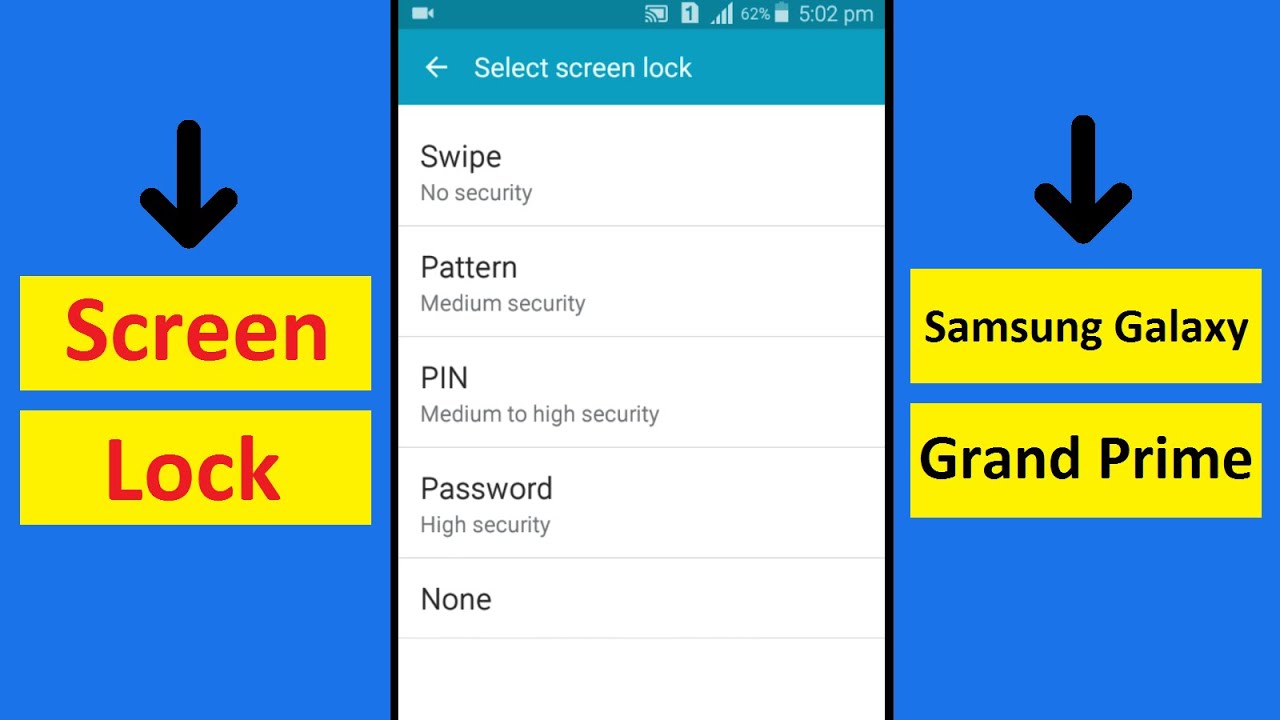 How To Enable Screen Lock On Samsung Galaxy Grand Prime - YouTube