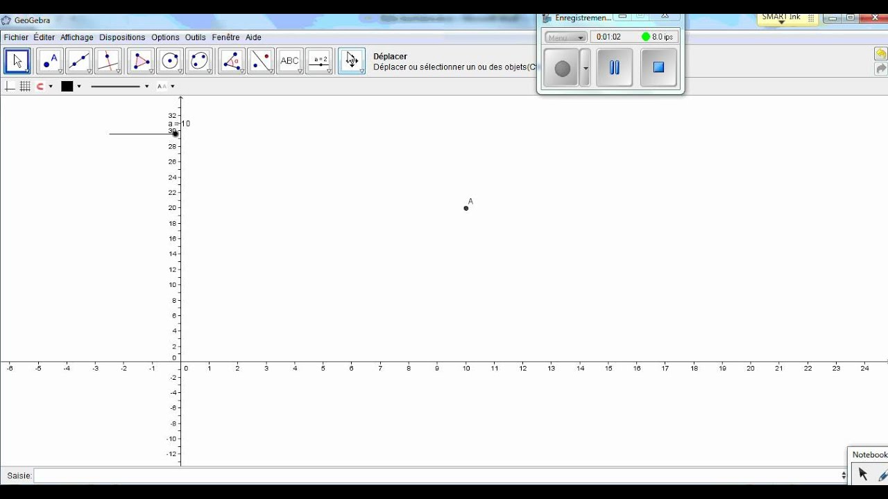 Défi 9 GéoGébra Table de valeurs déplacement d'un point - YouTube