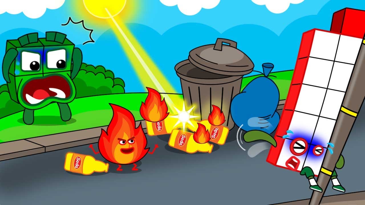 OMG, Where did come! Fire from the bottles scare Numberblocks 11 l ...