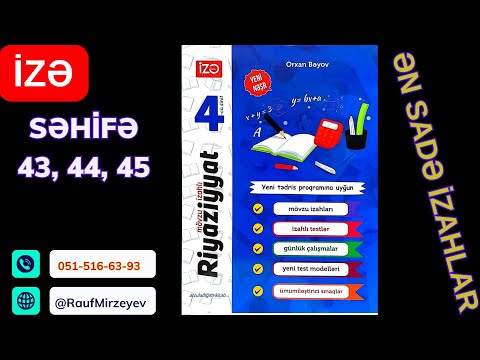 İZƏ. 4-cü sinif Riyaziyyat səh. 43, 44, 45  // TEST-12  // #raufmirzeyev #riyaziyyat  seh